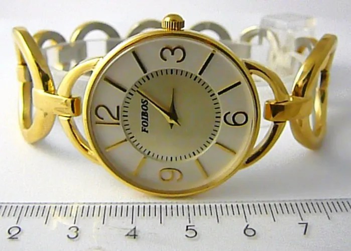 Foibos Dámské ocelové zlacené čitelné přehledné hodinky Foibos 45801 - pozlacené