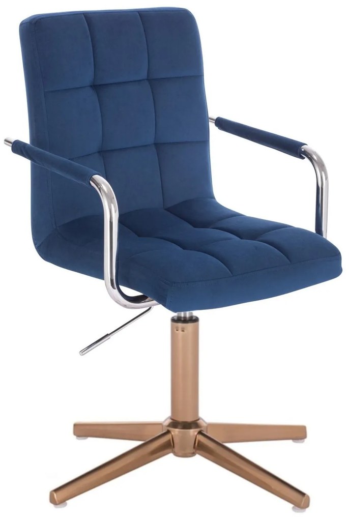 LuxuryForm DESIGN Otočná židle VERONA VELUR na zlatém kříži - modrá