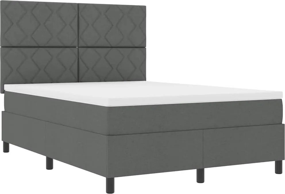 Postel s boxspringem s čelo Tmavě šedá 140 x 190 cm textil 3339463