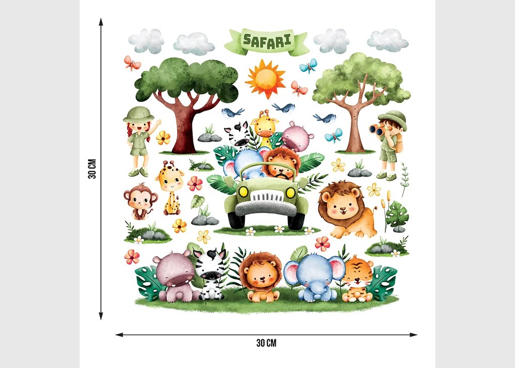 Dětská samolepka na zeď Safari | 30 x 30 cm | DDKS3917