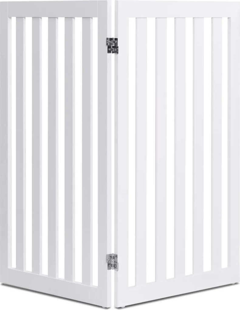Costway Zábrana pro psy 89 cm vysoká 2 panely Ochranné dřevěné skládací (bílé