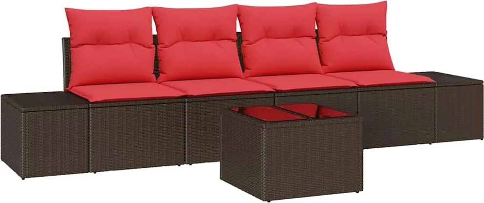 Set pohovek 5 ks Hnědá polyratan 3346934