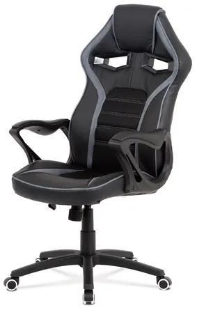 Kancelářská židle, černá látka + MESH, šedá MESH, kříž plast černý, houpací mech