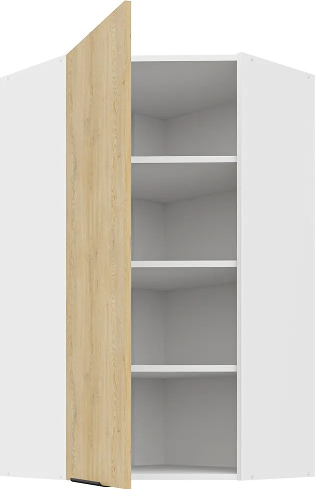 CREMONA bc | horní kuchyňská skříňka 60x60 GN-108 1F (45°) rohová s policemi | 60x60 cm | EXTRA VYSOKÁ | bílá/cremona