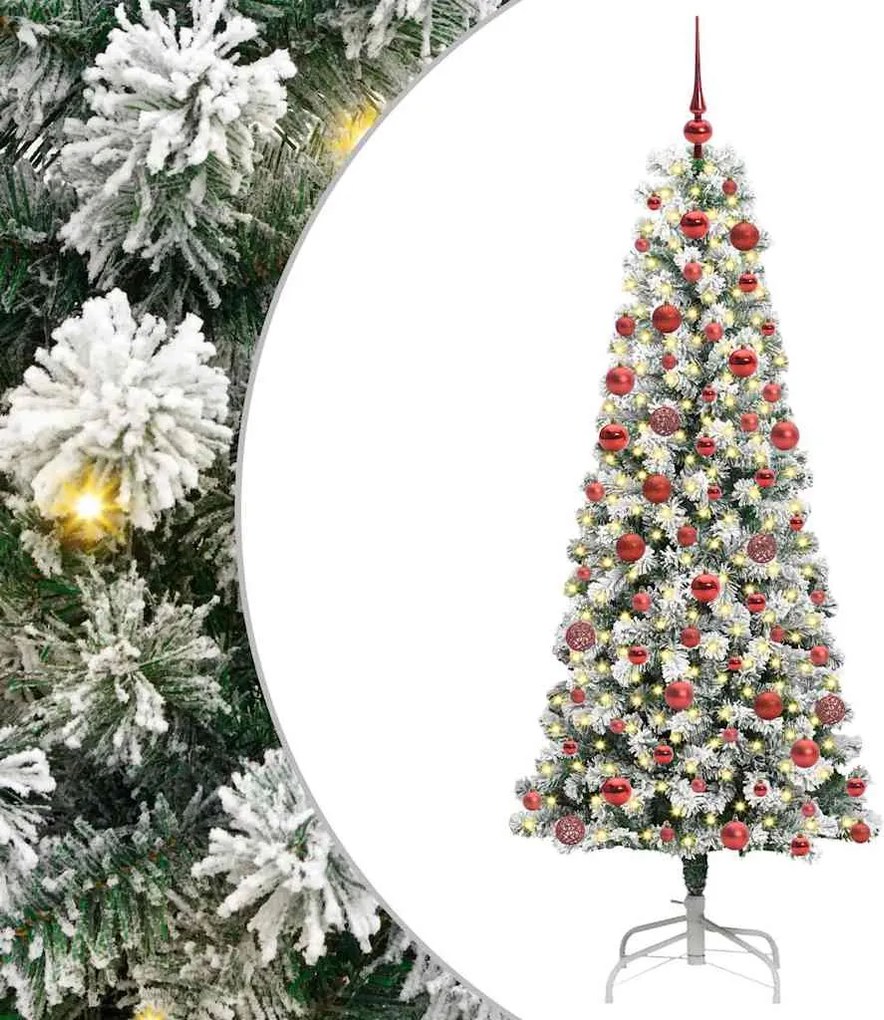 Umělý Skládací Vánoční Strom 300 LED Zelená a bílá 180 cm 3395595
