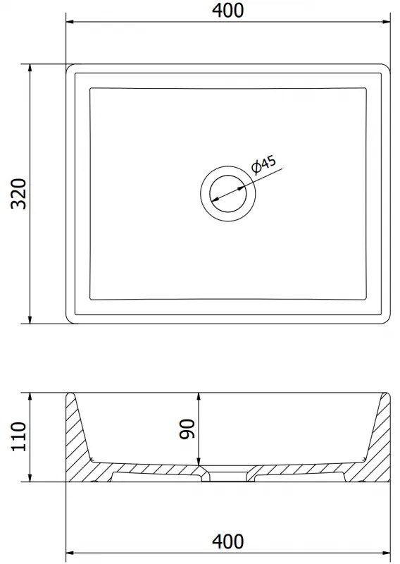 Mexen Goya, umyvadlo na desku 40 x 32 cm, černá matná, 22184085