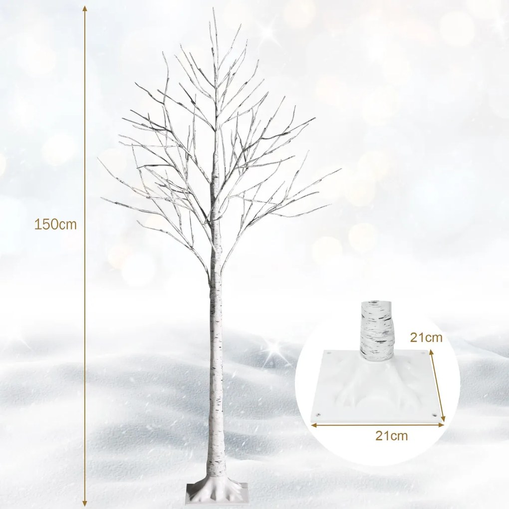 Costway 150 cm LED světelný strom bříza s teplými bílými LED světly