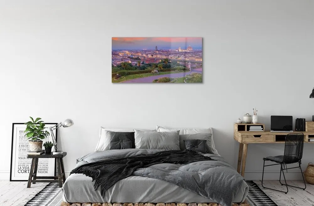 Obraz na skle řeka Itálie Panorama 100x50 cm