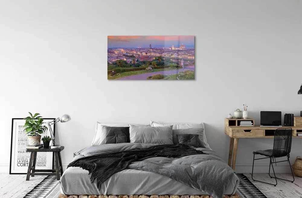 Obraz na skle řeka Itálie Panorama 120x60 cm