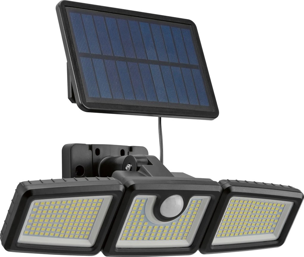 Nástěnný solární LED reflektor s det. pohybu, 7 W, 800 lm, IP44, denní bílá