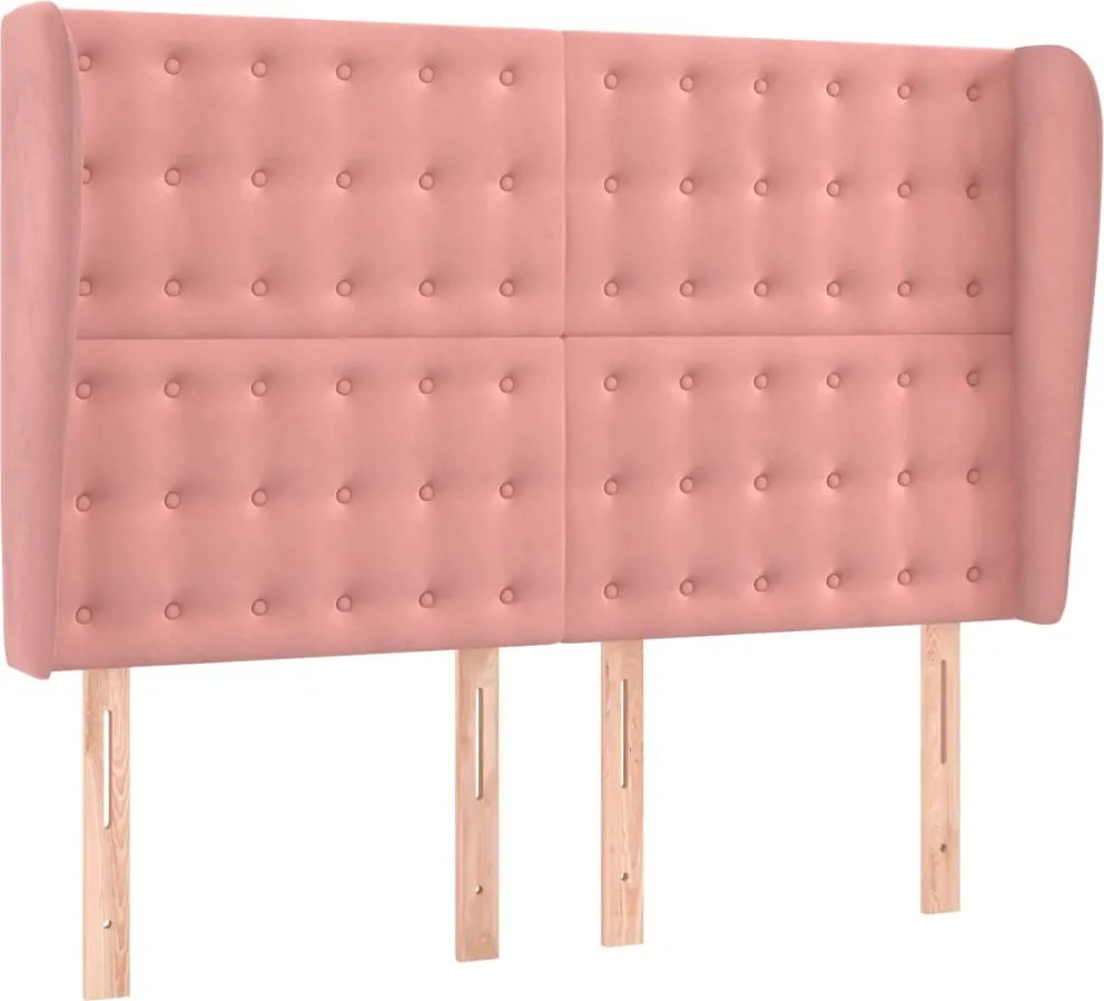 Box spring postel s matrací a LED růžová 140x200 cm samet 3136370