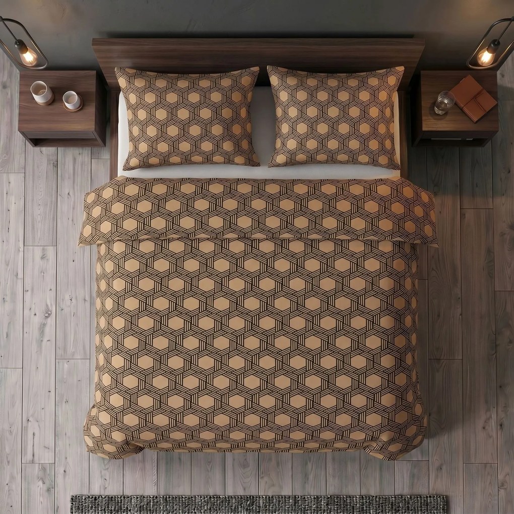 Saténové povlečení LUXURY COLLECTION CARERO béžové - 1x 240/200, 2x 70/90cm