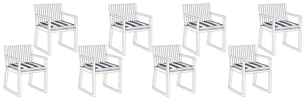Sada 8 námořnicky modrých pruhovaných polštářů pro židli SASSARI Beliani