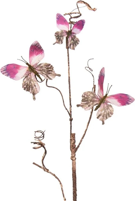 Dekorativní větev s motýlky Butterfly pink - 14*5*85 cm