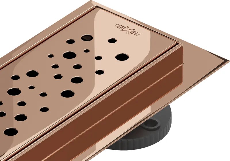 Mexen Flat, lineární podlahový žlab 100 cm, M12, růžové zlato, 1621100-15