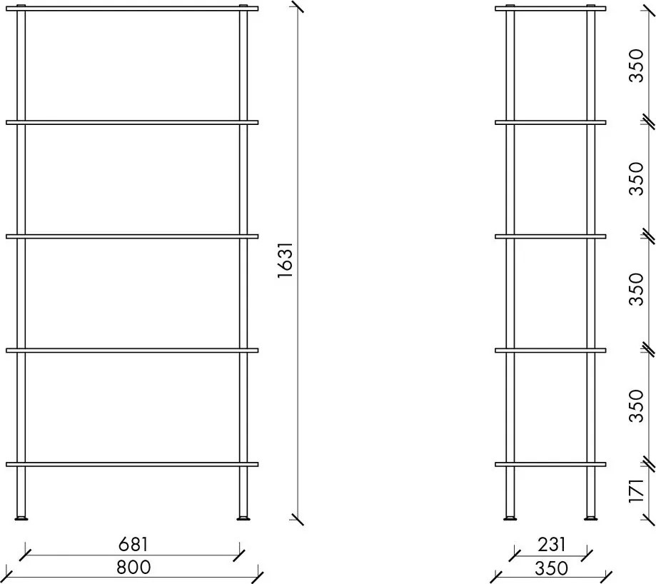Modrý regál v dekoru dubu 80x163x35 cm Teidi – noo.ma