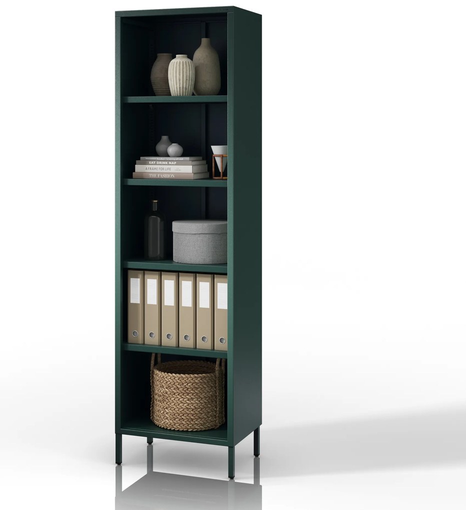 Kovový regál MARIO, 500 x 1800 x 350 mm, Modern: zelená láhev barva