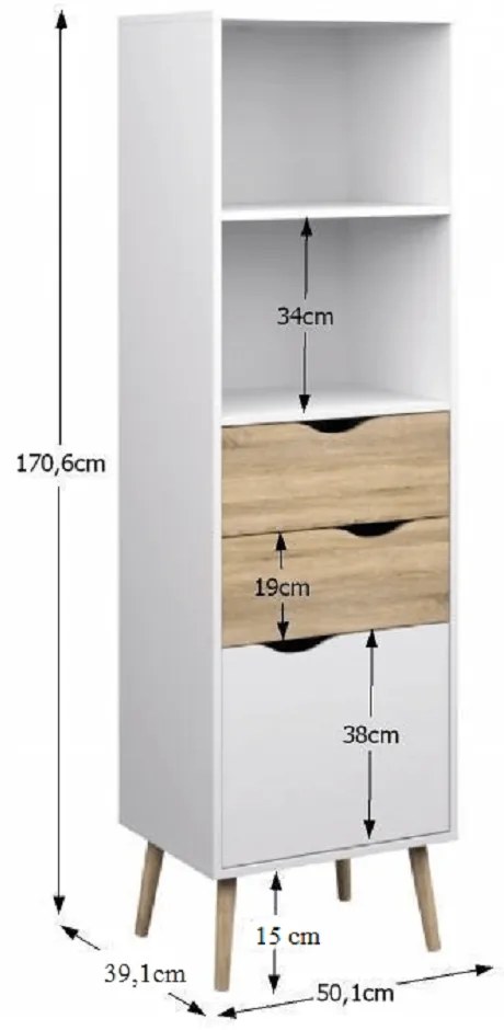 Kondela Vitrína, dub sonoma / bílá, OSLO 75382