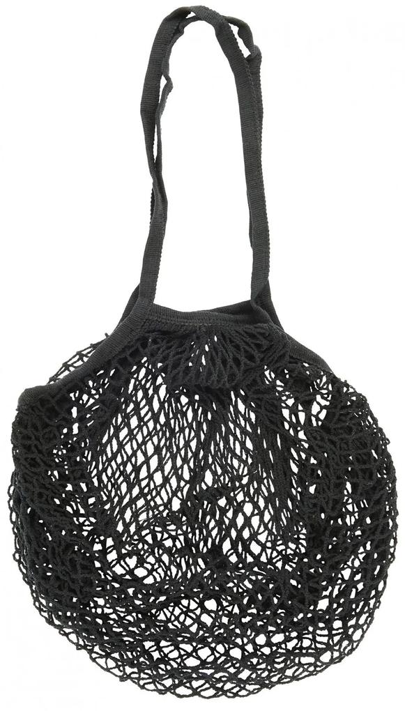 IB LAURSEN Nákupní taška síťovka Black, černá barva, textil