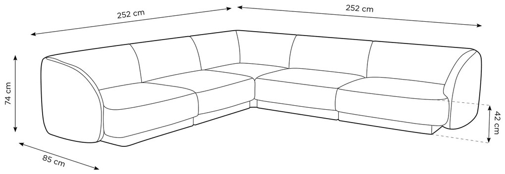 MUZZA Rohová pětimístná pohovka milany 255 cm samet zelená