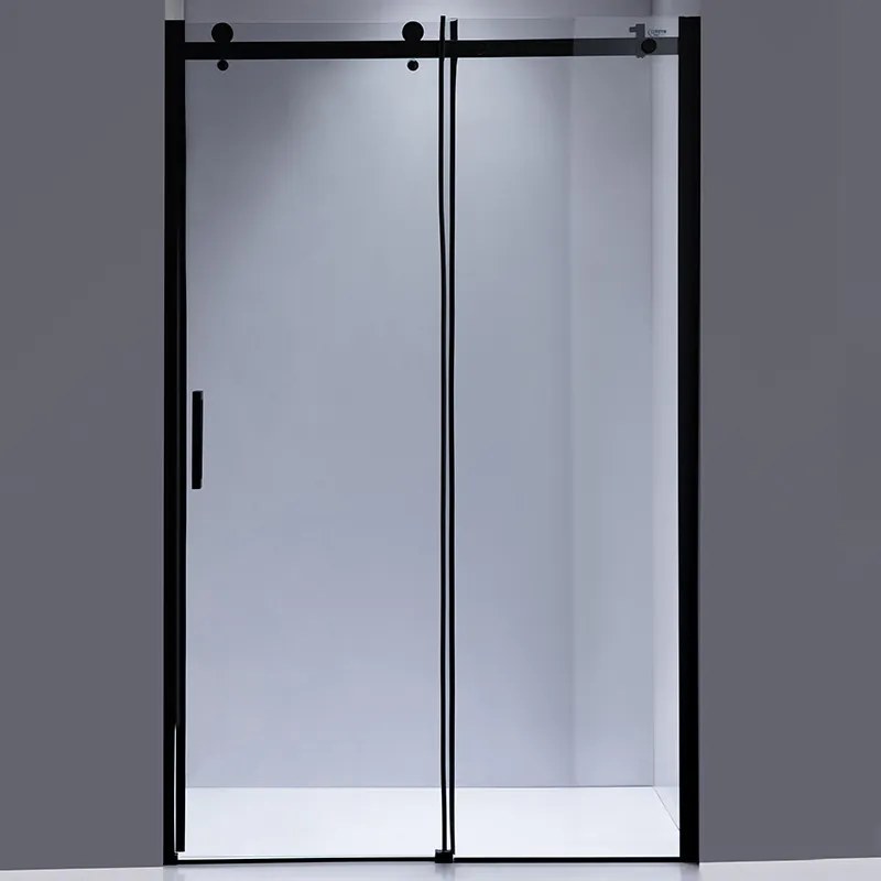 BPS-koupelny Posuvné sprchové dveře HYD-PD03C 110 černé/transparent pro instalaci do niky + vanička HYD-OSV-ST03B černá