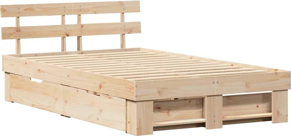 Rám postele se zásuvkou Hnědá 135 x 190 cm Masivní borové dřevo 3382283