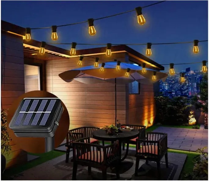 BERGE Zahradní solární girlanda 20 LED 5 metrů Solární žárovky na balkon