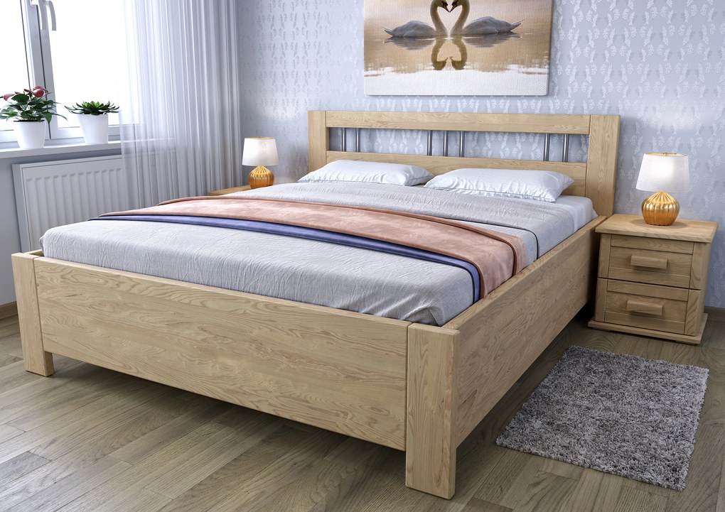 Jasanová postel Perla s úložným prostorem
