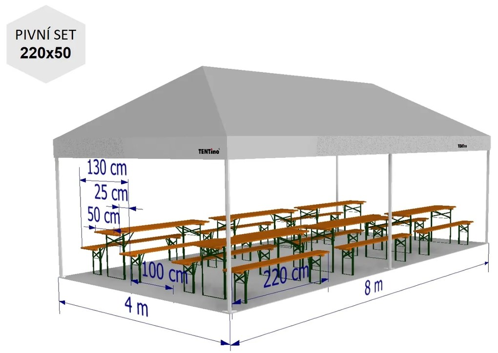 NŮŽKOVÝ PARTY STAN 4x8 m TENTino BIG HEXAGON Barva: 11A - ČERNÁ