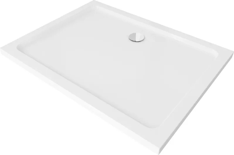 Mexen Flat obdélníková sprchová vanička slim 110 x 100 cm, bílá, chromový sifon - 40101011