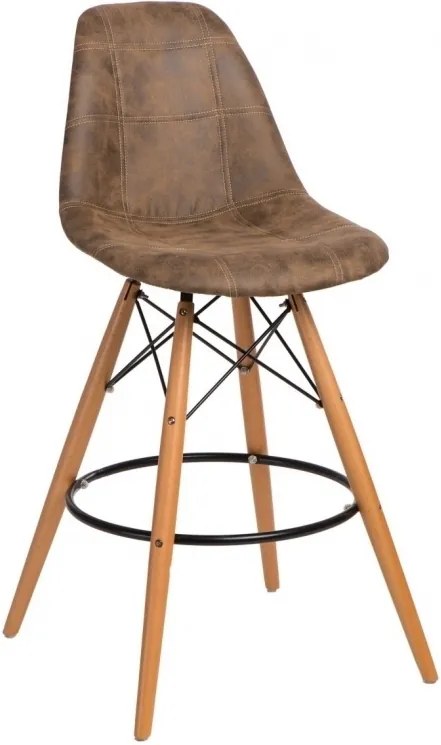 Designová barová židle DSW čalouněná, tmavě hnědá