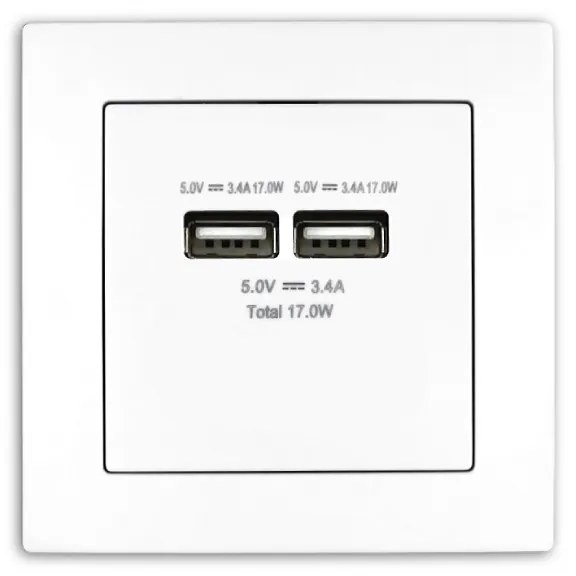 Elhard 2xUSB zásuvka Vera, matná, bílá VZ2132W
