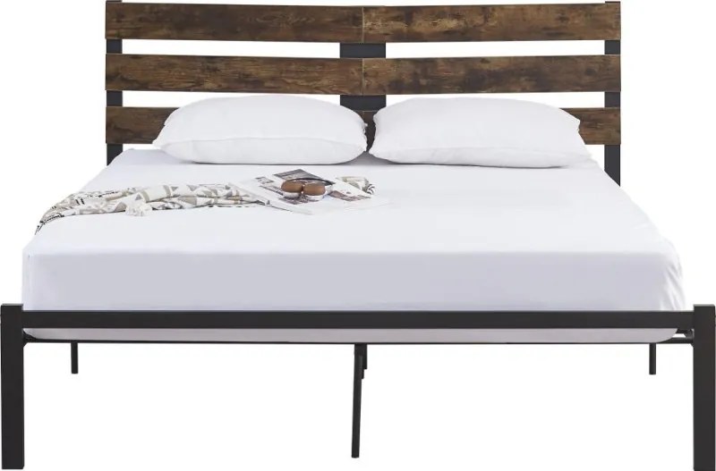 Manželská postel s roštem 180x200, dub rustikal/kov, ANEYA Kondela 0000399611