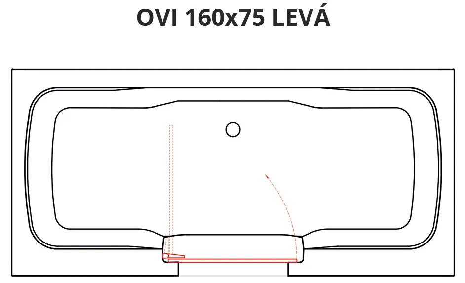 Vana s dvířky Polimat OVI 160x75 LEVÁ bez čelního krycího panelu + vanový sifon automat s přepadem VABPS-ZU 70