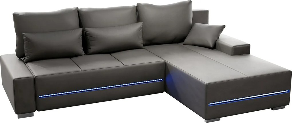 Juskys Rozkládací sedací souprava Davos s LED osvětlením Barva: tmavě šedá, Provedení: pravé