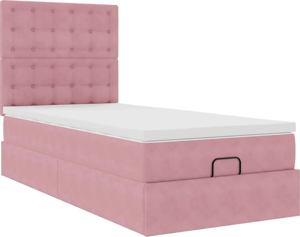 Osmanský rám postele s matracemi růžová 80x200cm samet 3314431