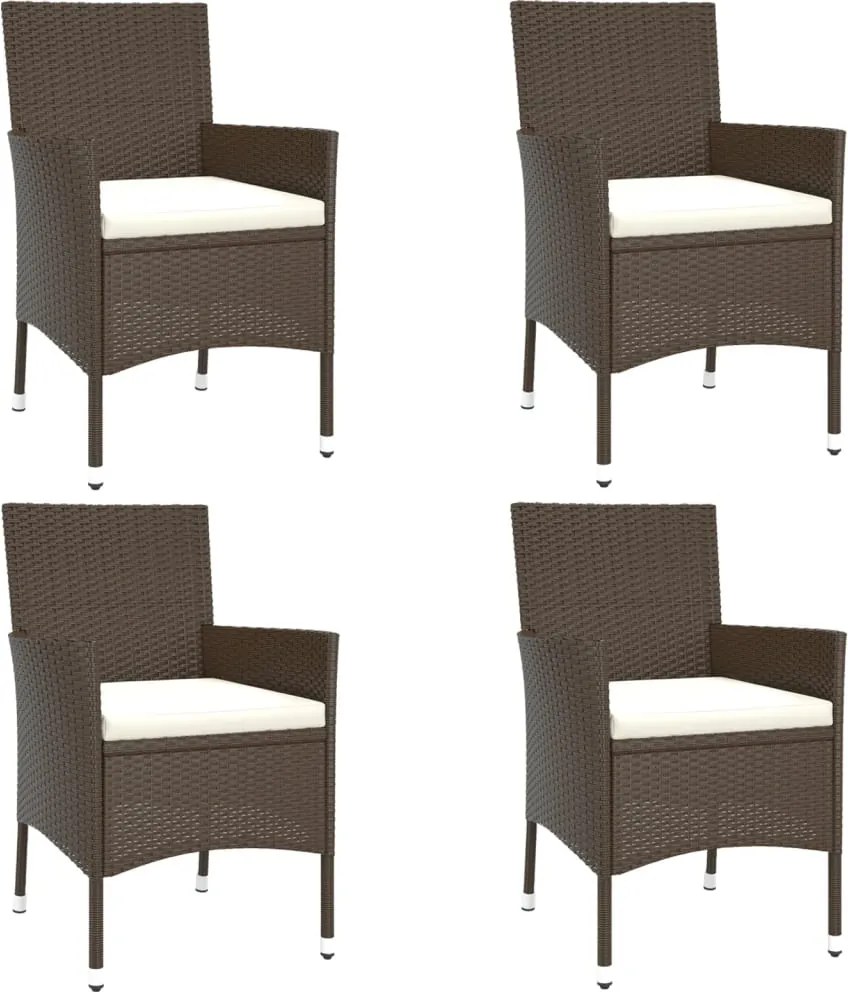 5dílný zahradní bistro set s poduškami hnědý polyratan 3187413