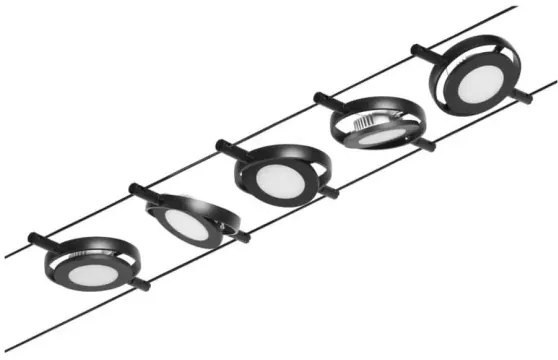 Paulmann 94418 - SADA 5xLED/4,5W Kompletní lankový systém ROUNDMAC 230V černá
