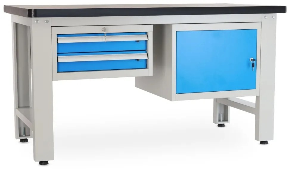 Dílenský stůl Solid MDF-21, 150 cm, 2 závěsné boxy, černá