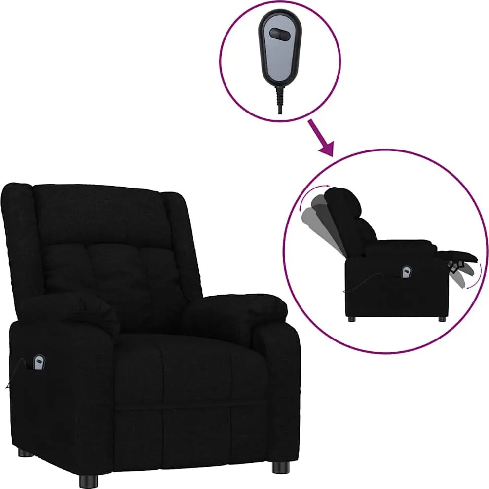 Elektrické polohovací křeslo černé textil 3143569