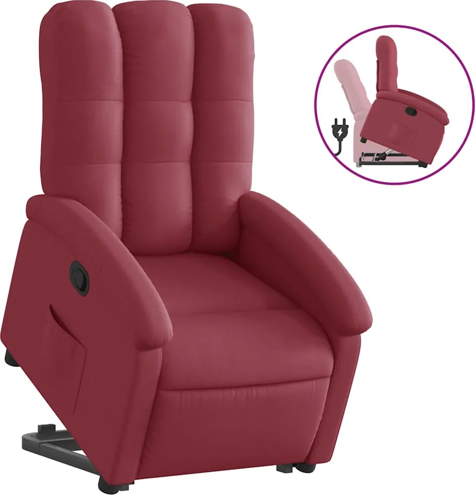 Zvedací polohovací křeslo vínové textil 3204095