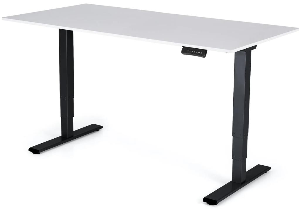 Polohovatelný stůl Liftor 3segmentové nohy černé,   bílá deska pro kancelářský výškově nastavitelný stůl 1600 x 800 x 18 mm bílá