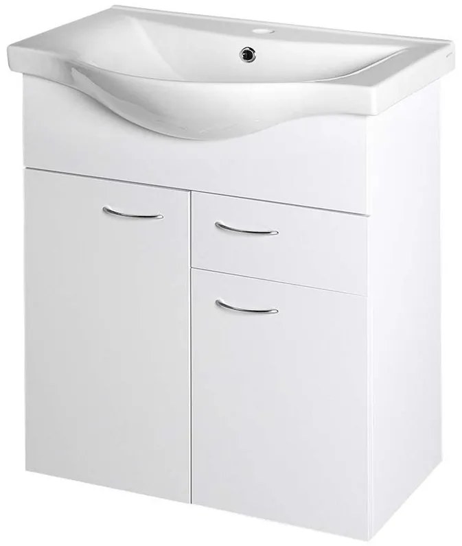 Aqualine, KERAMIA FRESH umyvadlová skříňka, 1 zásuvka, 60,6x74x33,7cm, bílá, 50064A