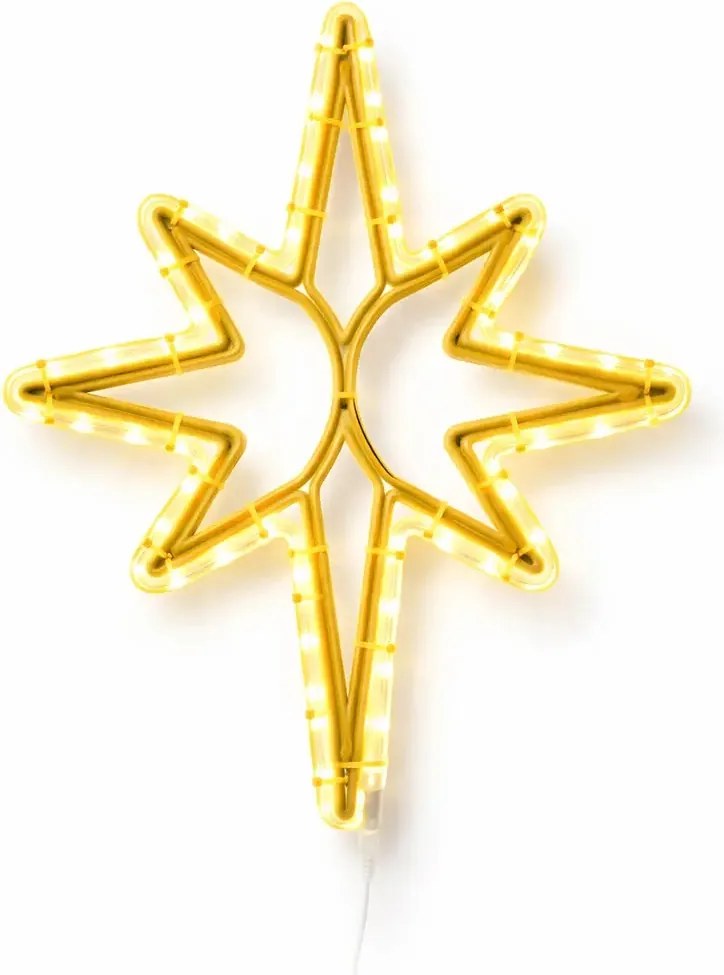 Easy Fix 2D LED světelná hvězda X., 61 × 79 cm, teple bílá, závěsná, 3D tisk, zlatá