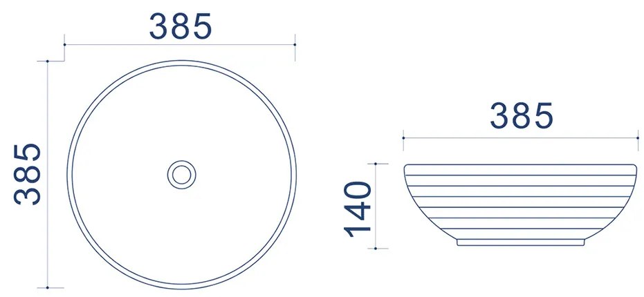 Deskové keramické umyvadlo UpTrend Cleo UP4004-2-B18 (38,5x38,5 cm)