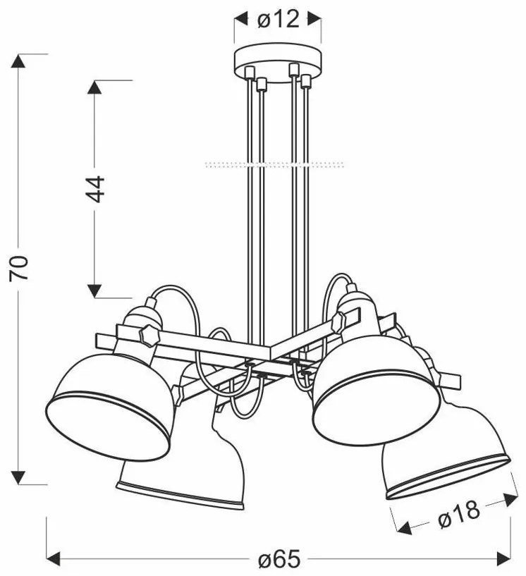 Candellux Černý závěsný lustr Reno pro žárovku 4x E27