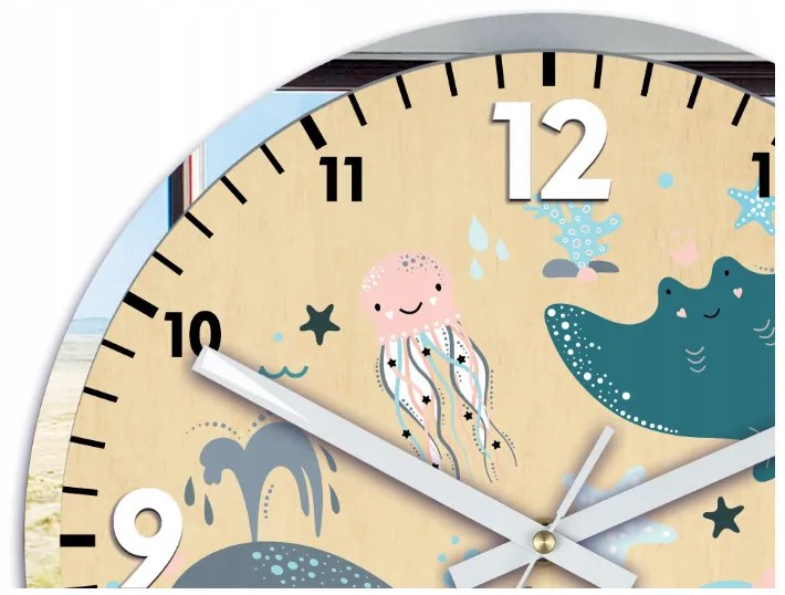 M.Clock Dětské nástěnné hodiny oceán 30x30cm barevné