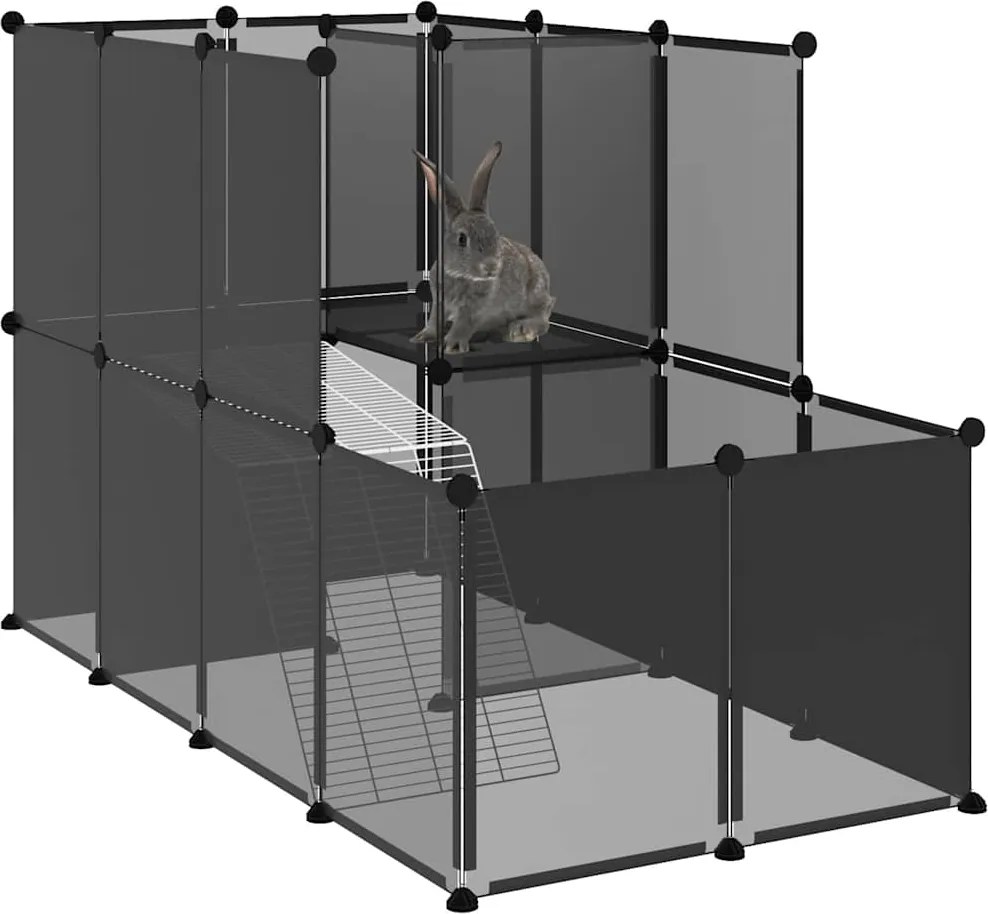 Klec pro malá zvířata černá 142 x 74 x 93 cm PP a ocel 340573