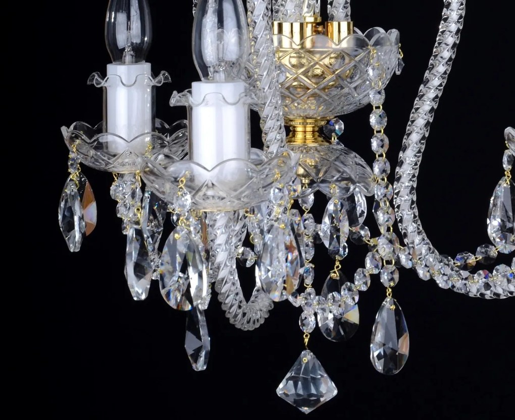 3 Arms Crystal chandelier with long twisted glass arms