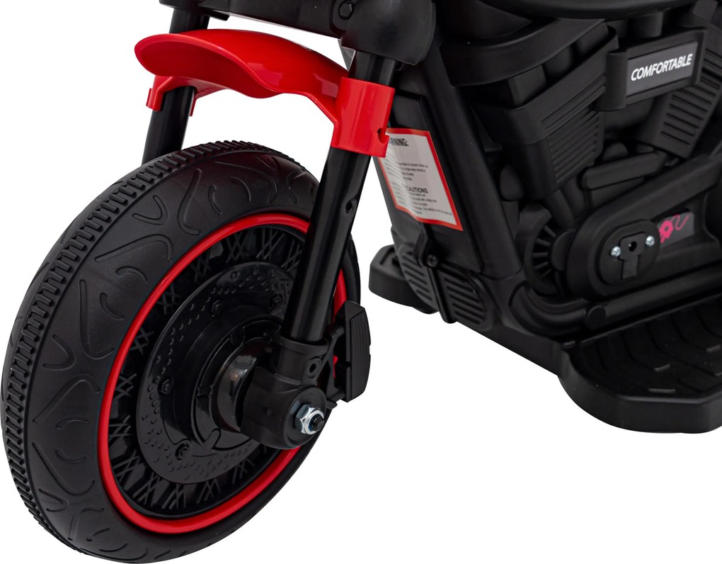 Ramiz Elektrická motorka Chopper FASTER pro děti červená + FM rádio + audio panel + LED